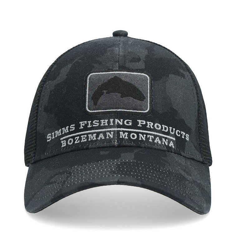 Simms Trout Icon Trucker Regiment Camo Carbon | Clothing \ Caps
